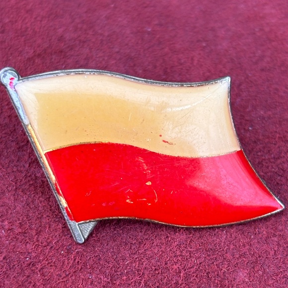 Other | Red And Cream Enamel Flag Pin | Poshmark